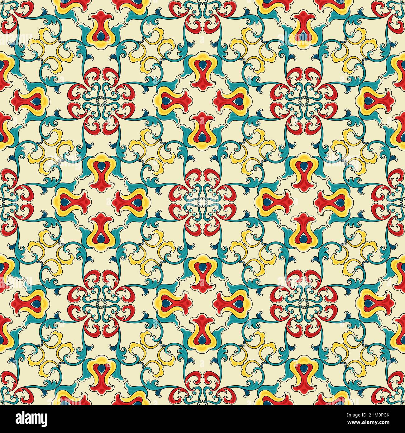 Chinese ceramic tile seamless pattern. Oriental traditional floral ...