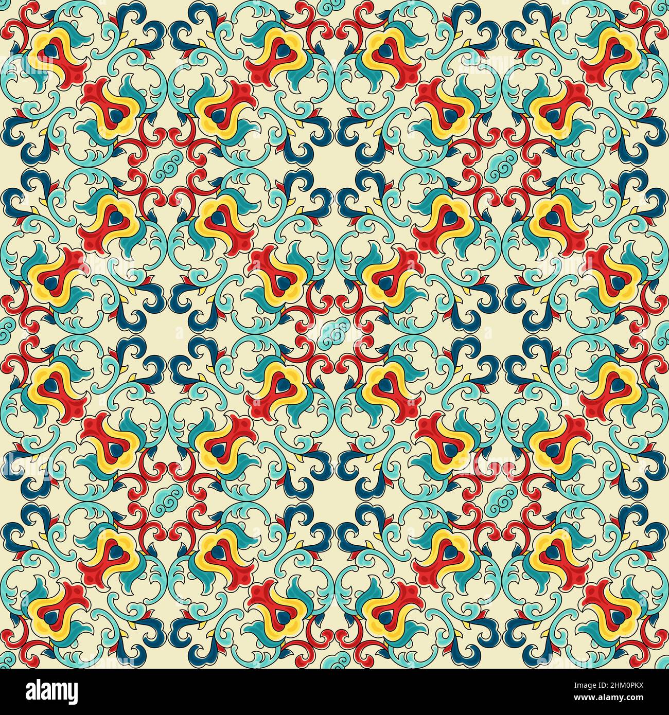 Chinese ceramic tile seamless pattern. Oriental traditional floral ...