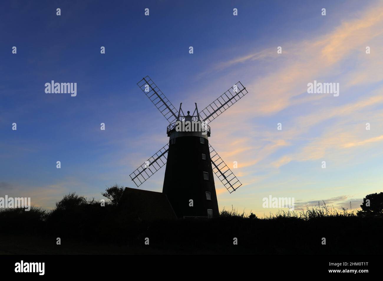 Sunset over Burnham Overy Staithe windmill, Burnham Overy Staithe ...