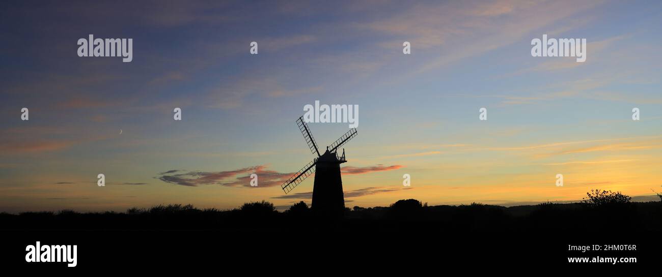 Sunset over Burnham Overy Staithe windmill, Burnham Overy Staithe ...