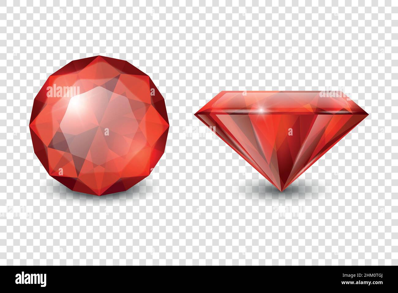 Vector 3d Realistic Red Gemstone, Crystal, Rhinestones Icon Set Closeup ...