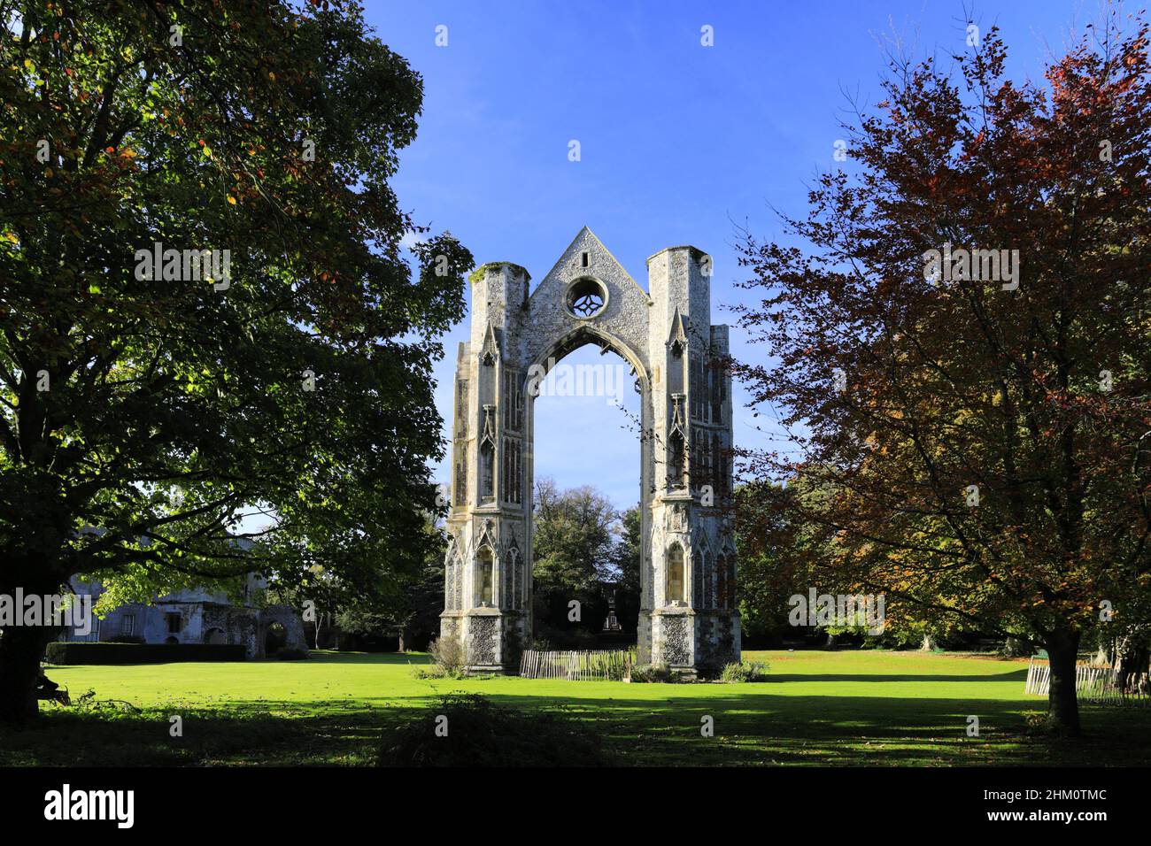 The ruins of Walsingham Abbey, Little Walsingham village, North Norfolk ...