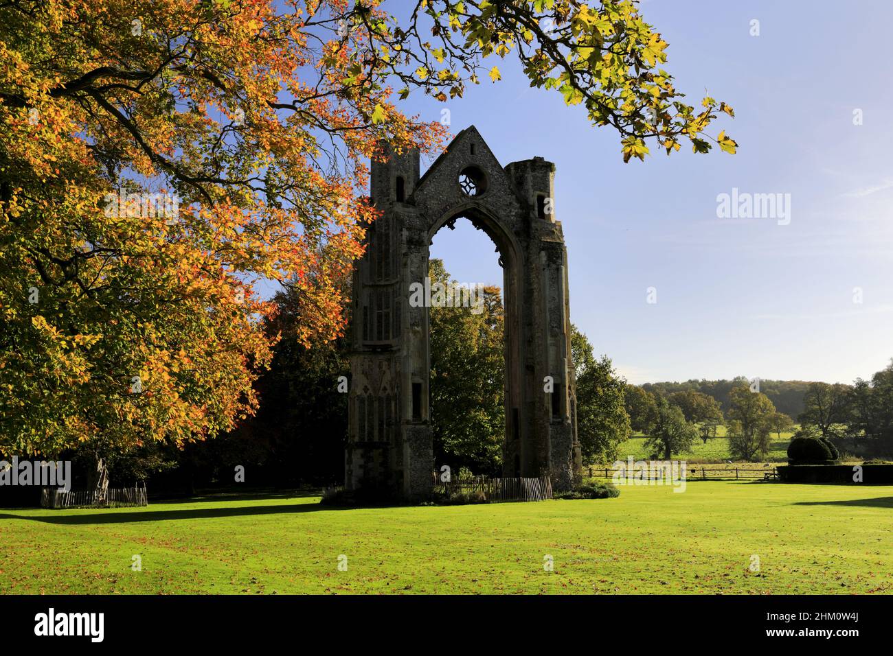 The ruins of Walsingham Abbey, Little Walsingham village, North Norfolk ...