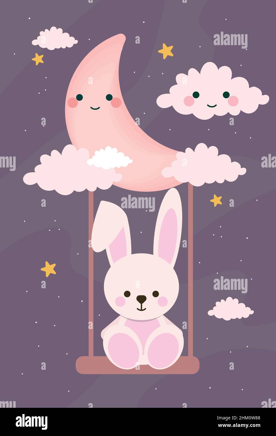 baby bunny hanging moon Stock Vector Image & Art - Alamy