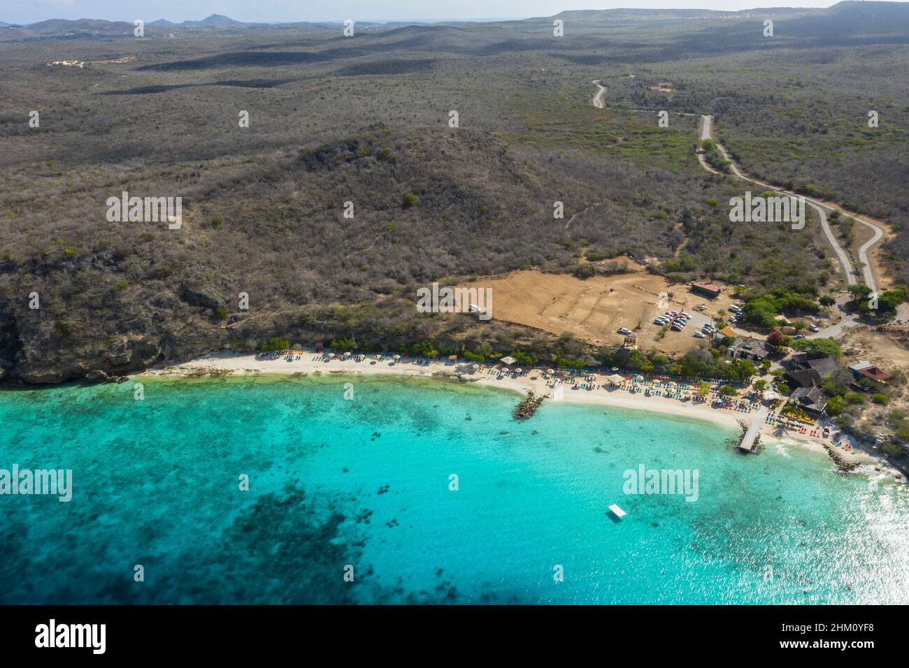 Aerial view of coast scenery with the ocean, cliff, and beach around ...