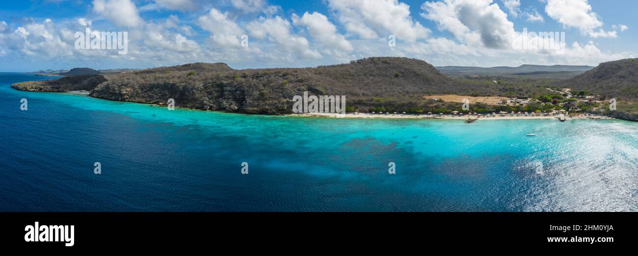 Aerial view of coast scenery with the ocean, cliff, and beach around ...