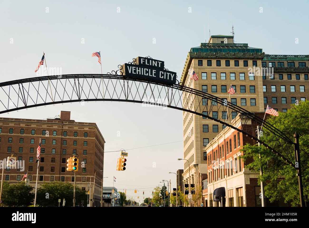 Vehicle City sign, in Flint, Michigan Stock Photo - Alamy