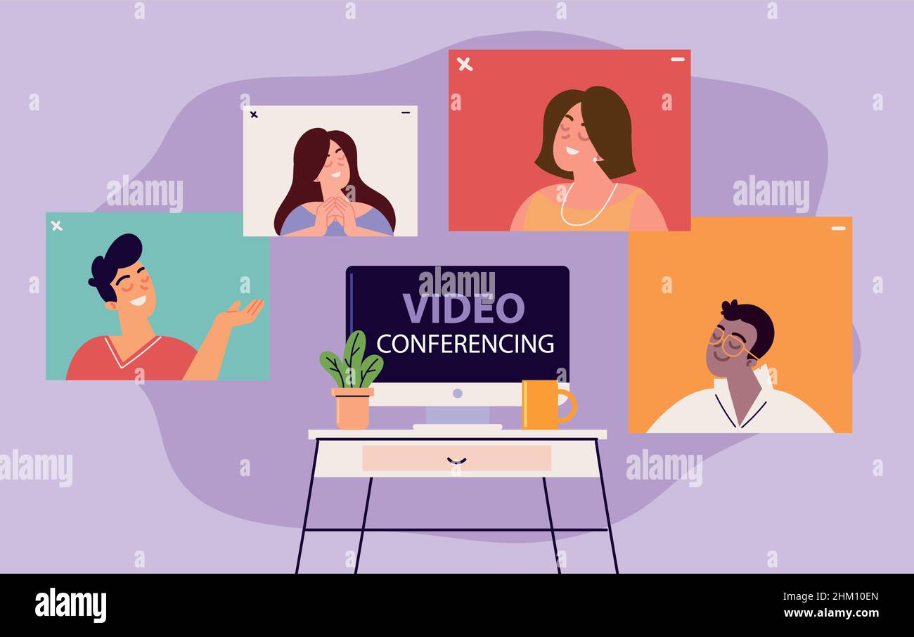 Video conferencing at event Stock Vector Images - Alamy