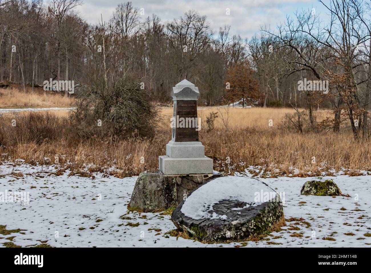The 27th Indiana Infantry Monument in Winter, Gettysburg National ...