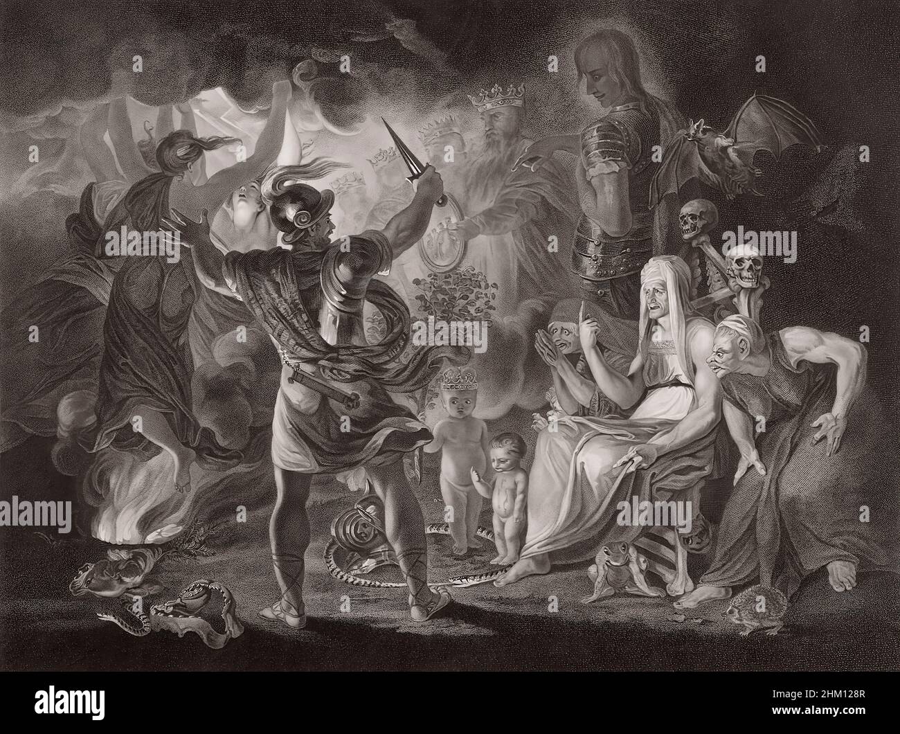 Prophecy from a trio of witches, scene from “The Tragedy of Macbeth“ by ...