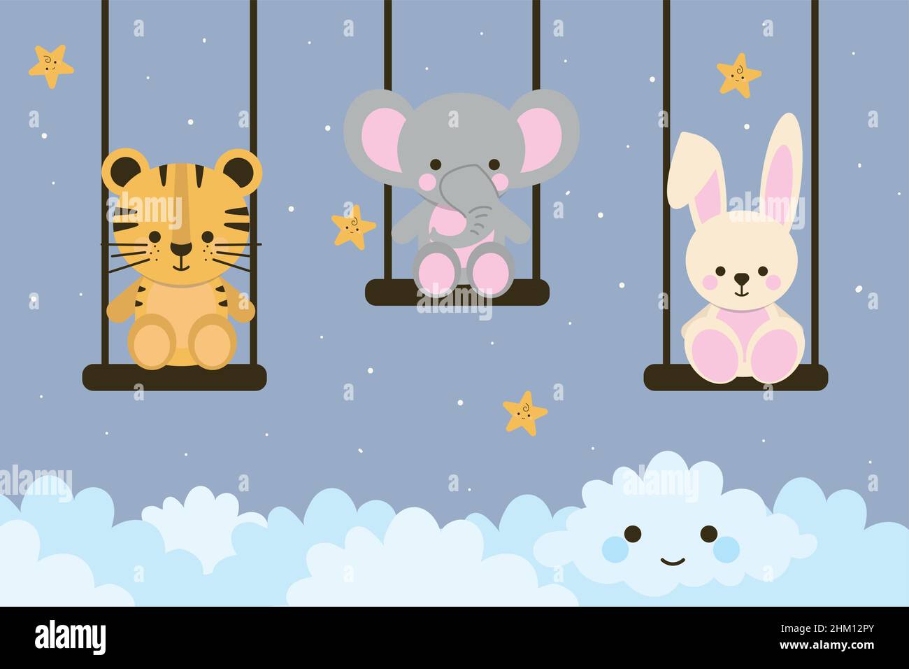 baby animals in swing Stock Vector Image & Art - Alamy