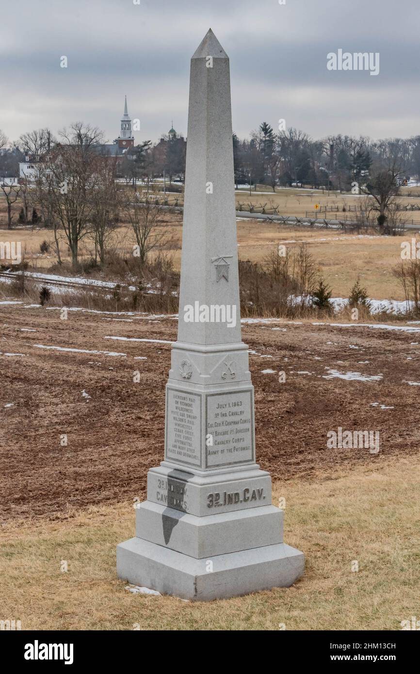 Monument to the 3rd Indiana Cavalry, Railroad Cut, Gettysburg National ...