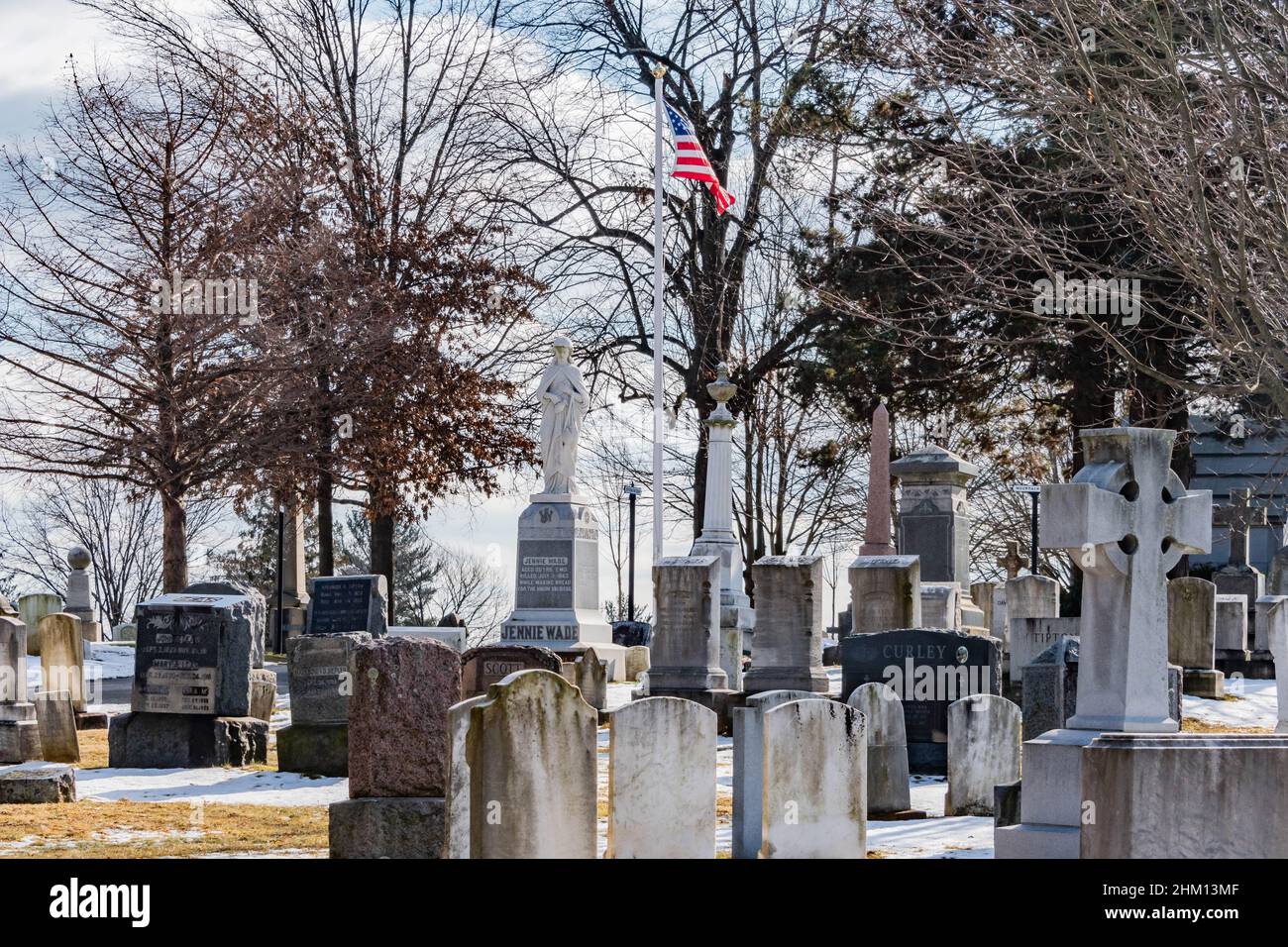 Evergreen Cemetery on a Cold Winter Afternoon, Gettysburg, Pennsylvania ...