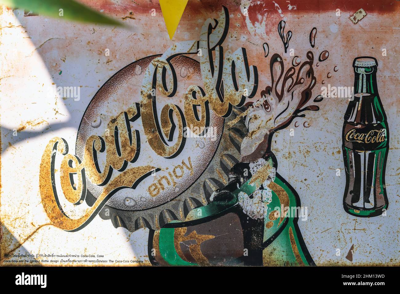 KANCHANABURI, THAILAND-DECEMBER 29,2019 : Close up vintage coca cola ...