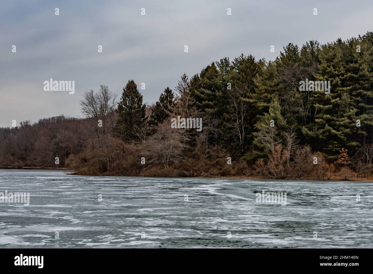 Frozen Lake Marburg, Codorus State Park, Pennsylvania, USA Stock Photo ...