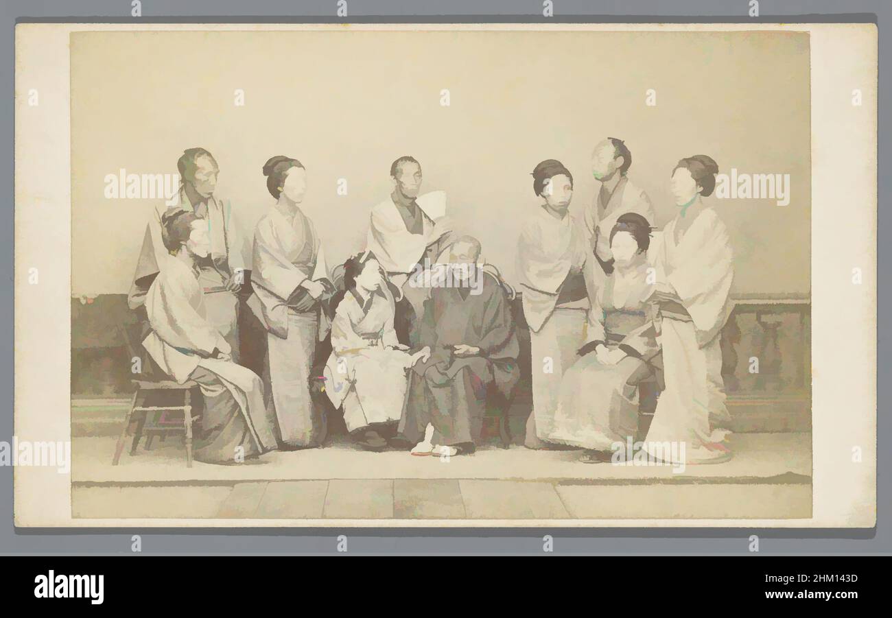 Art inspired by Group portrait of unknown Japanese in kimono costume ...