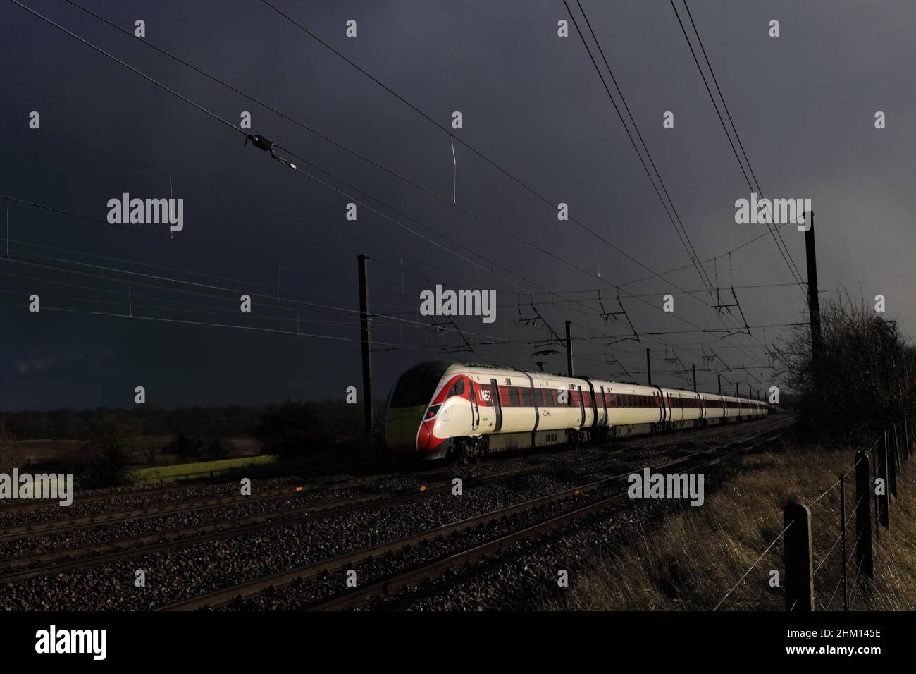 LNER Azuma train going into a storm, Class 800, East Coast Main Line ...