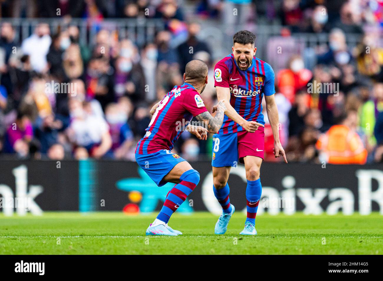 Barcelona, Spain. 6th Feb, 2022. Jordi Alba (FC Barcelona) celebrates ...