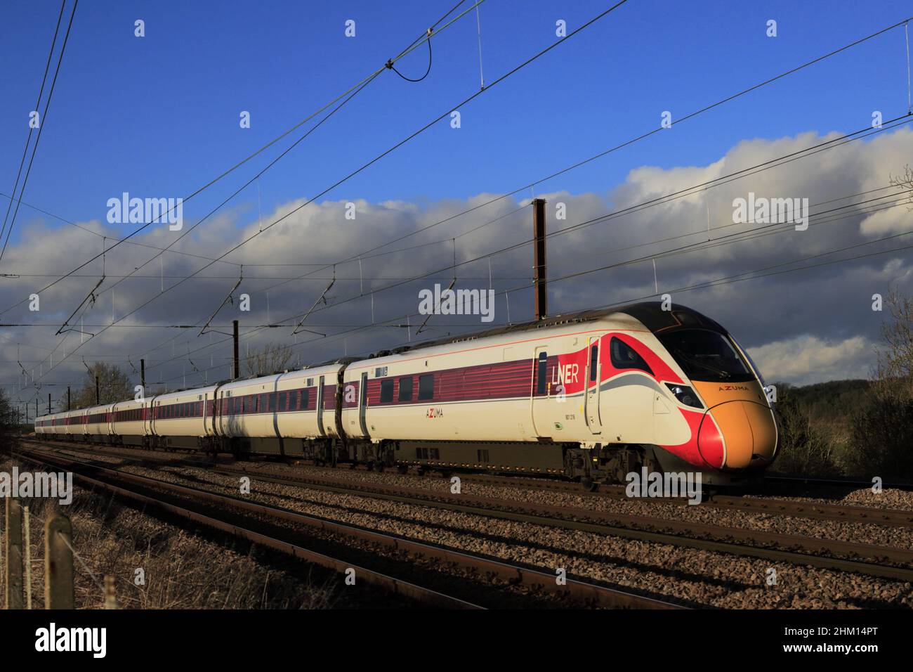 LNER Azuma train, Class 800, East Coast Main Line Railway, Grantham ...