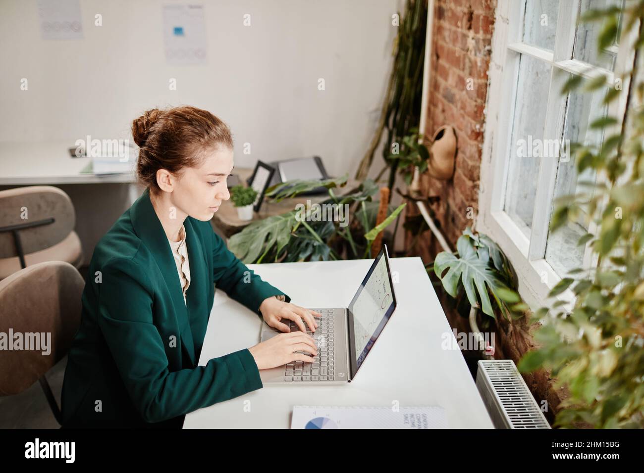 Serious young female economist hi-res stock photography and images - Alamy