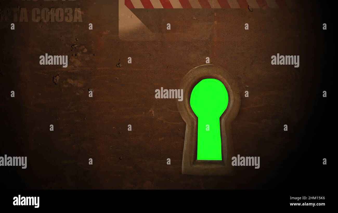 3d illustration - key hole with Green Screen from outside Stock Photo ...