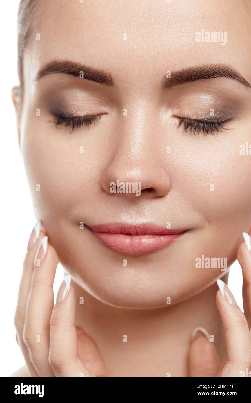 Woman holding mask own face hi-res stock photography and images - Alamy