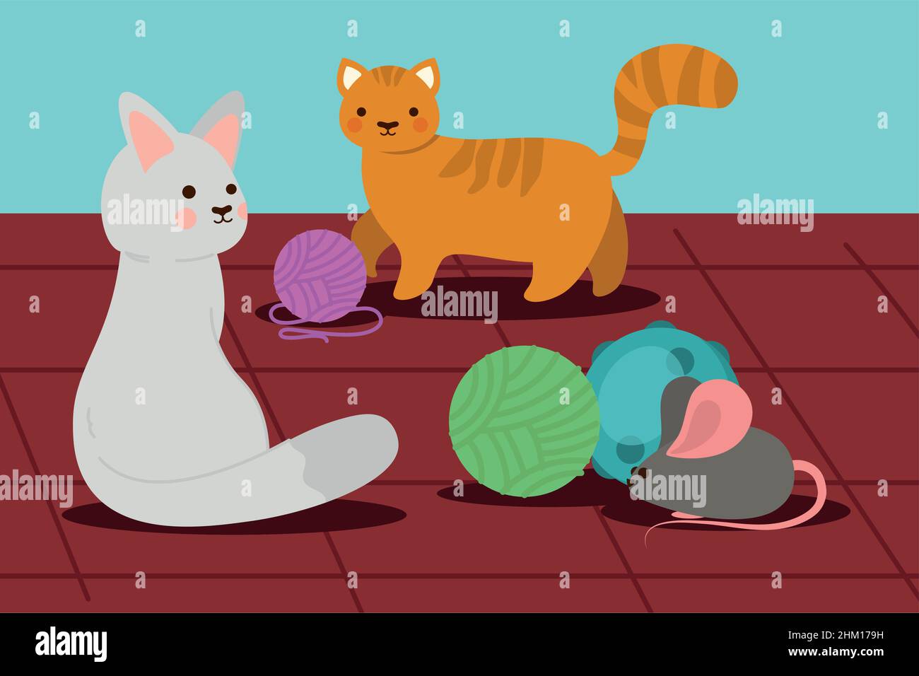 Cats play mouse Stock Vector Images - Alamy