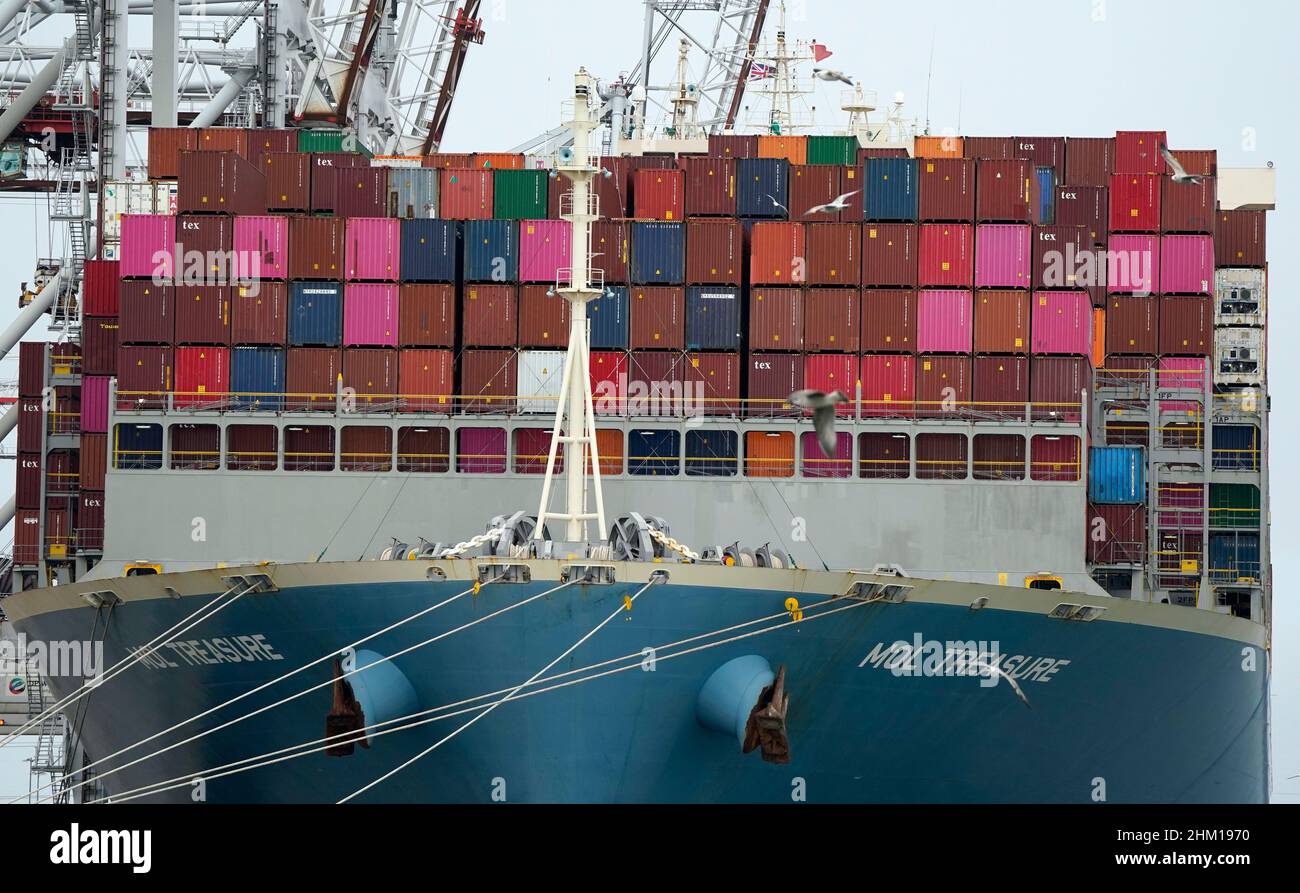 The container ship MOL Treasure at berth at DP World container terminal ...