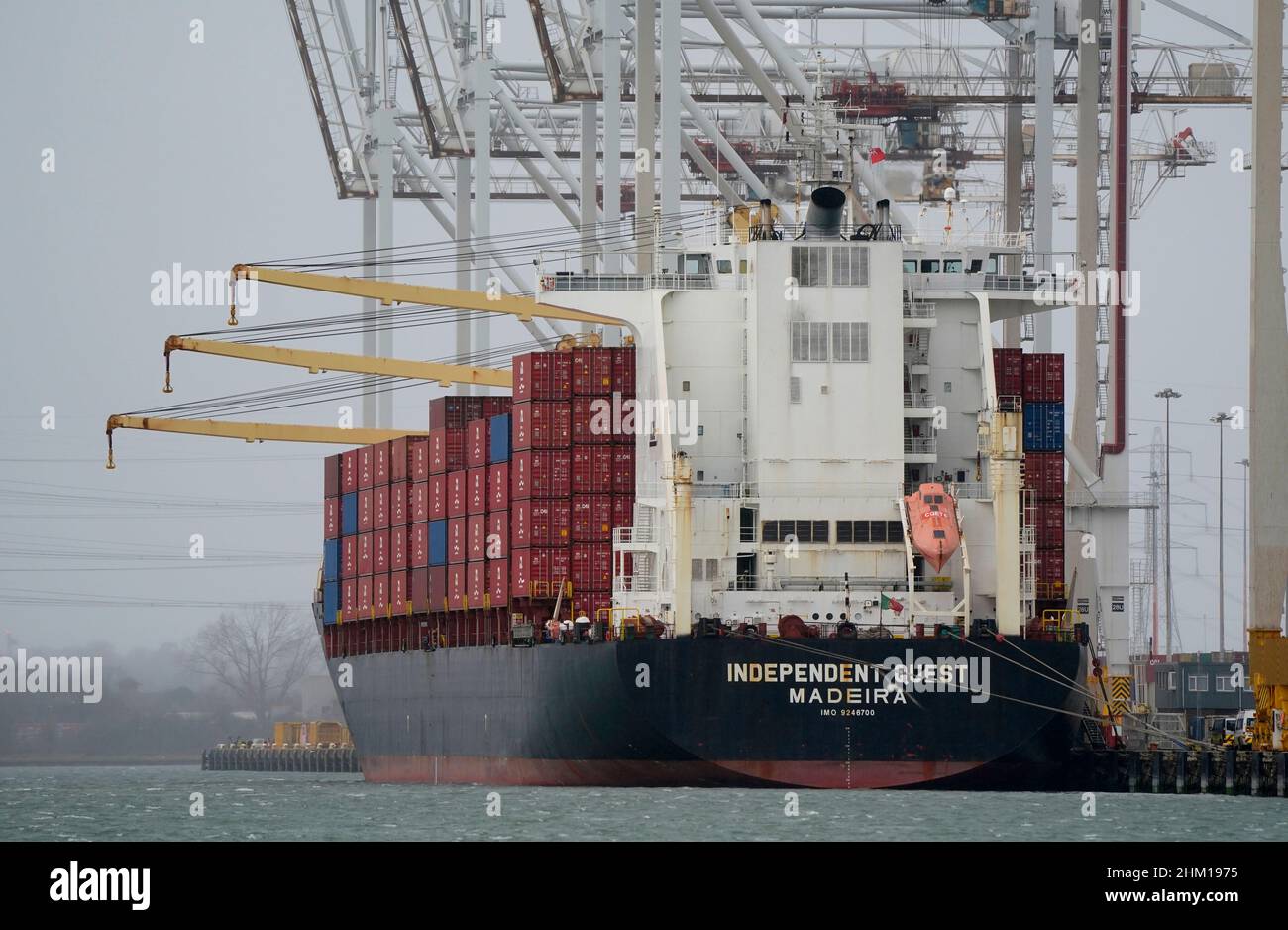 The container ship Independent Quest at berth at DP World container ... The container ship Independent Quest at berth at DP World container ...