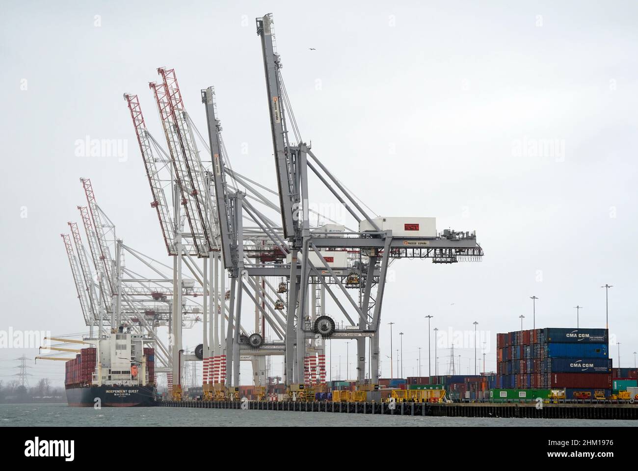 The container ship Independent Quest at berth at DP World container ... The container ship Independent Quest at berth at DP World container ...