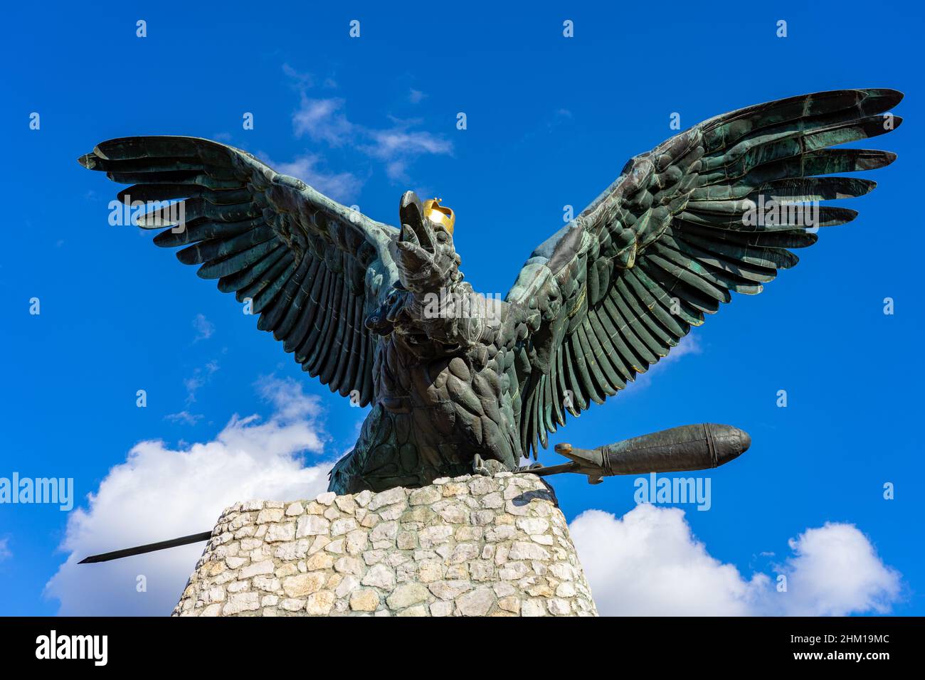 turul bird in Tatabanya Hungary with tourist people Stock Photo - Alamy