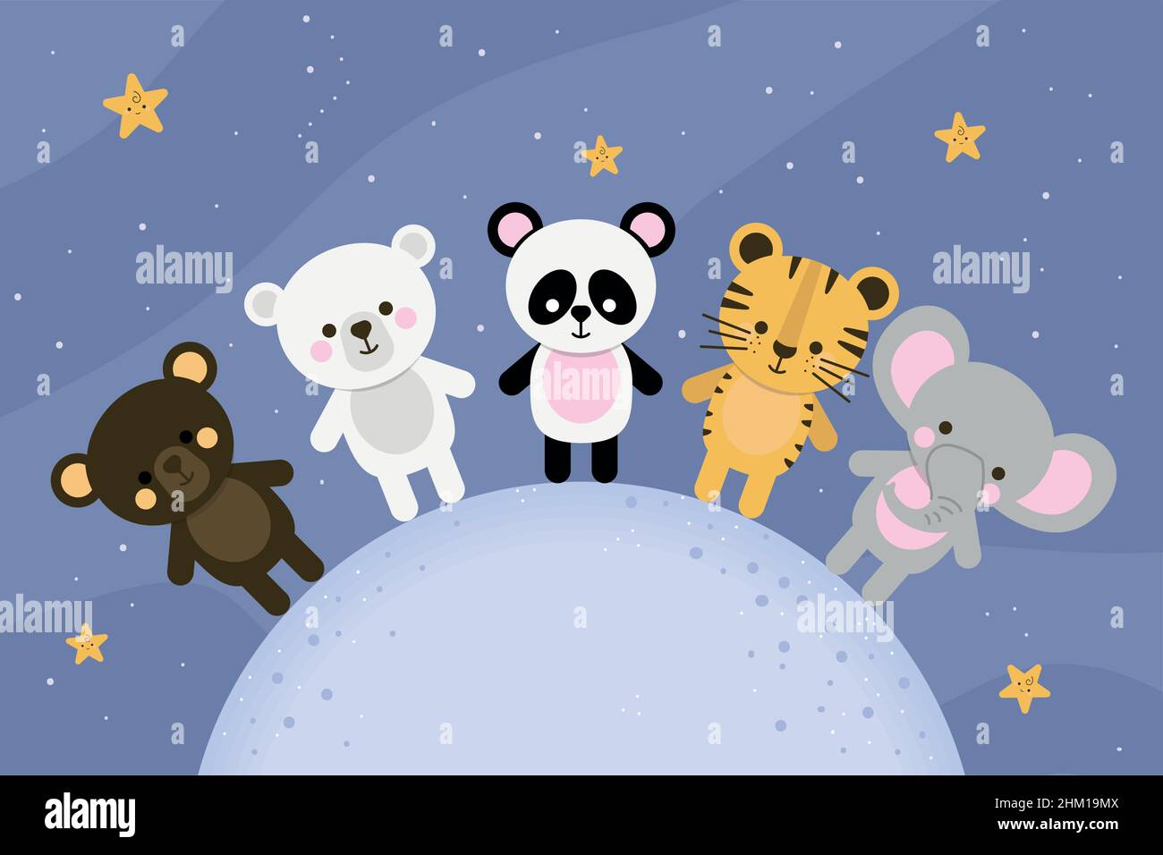 baby animals on moon Stock Vector Image & Art - Alamy