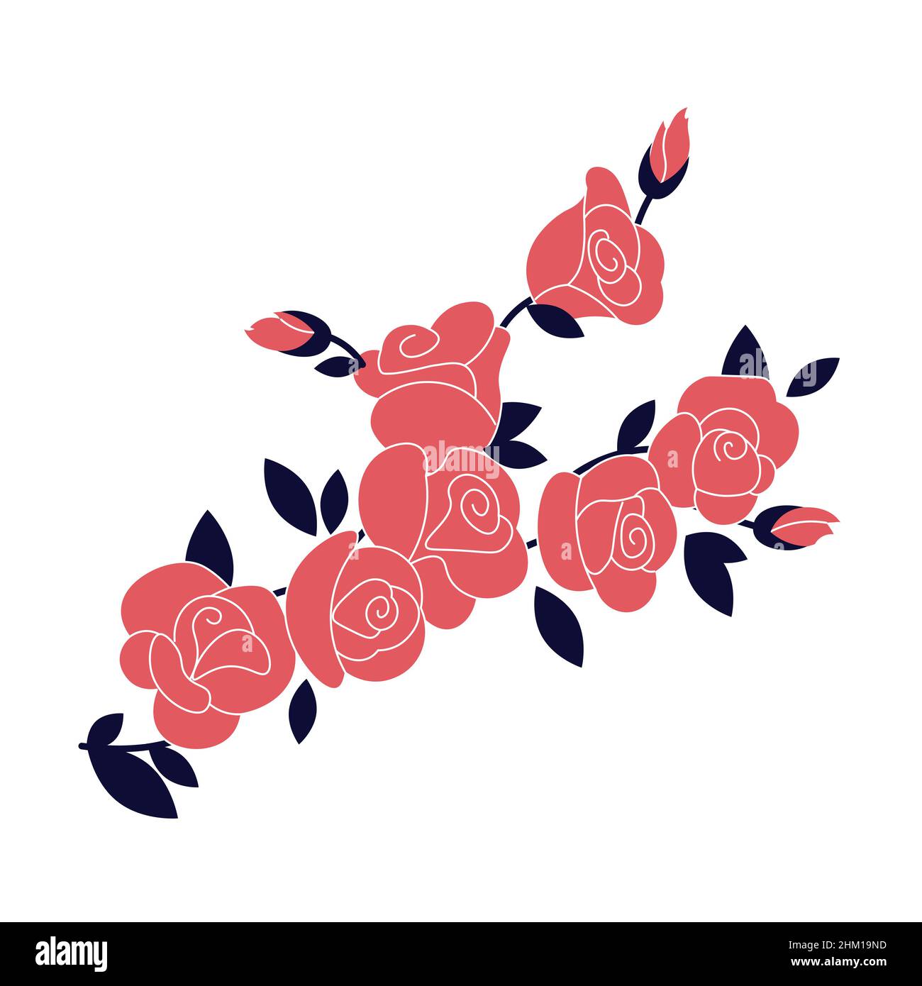 Red blooming rose flowers Stock Vector Images - Alamy