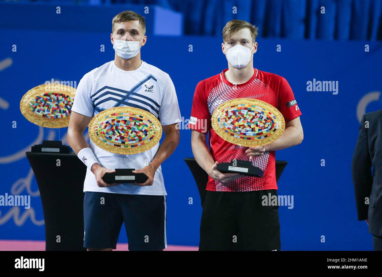 Lloyd Glasspool of (GBR) , Harri Heliovaara of Finlande during the Open ...