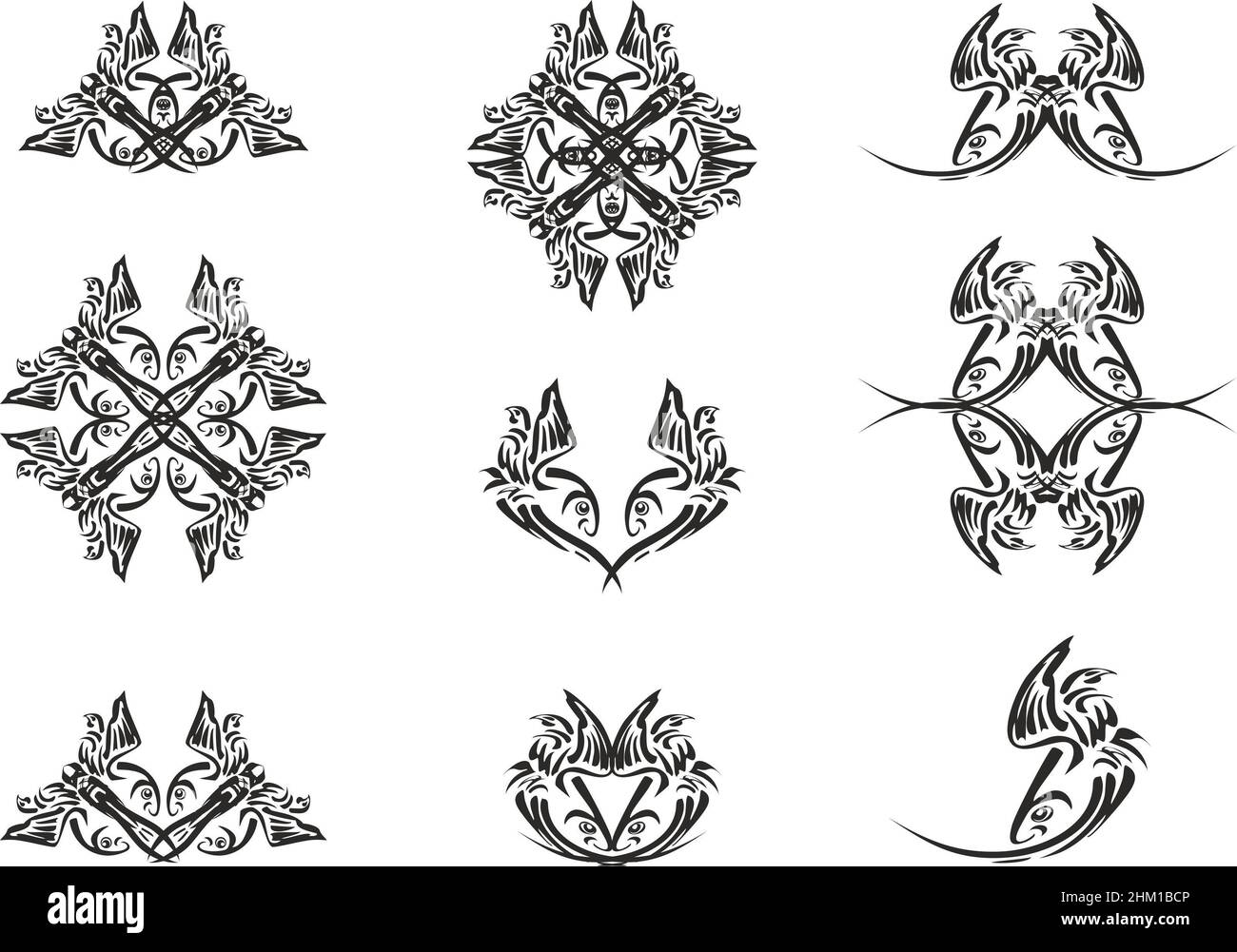 Double ornamental fish symbols on a white background for your design ...