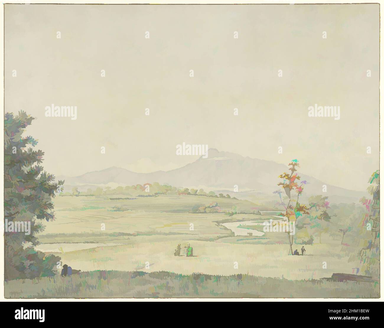 Art inspired by Landscape in Java, Landscape near Buitenzorg with rice ...