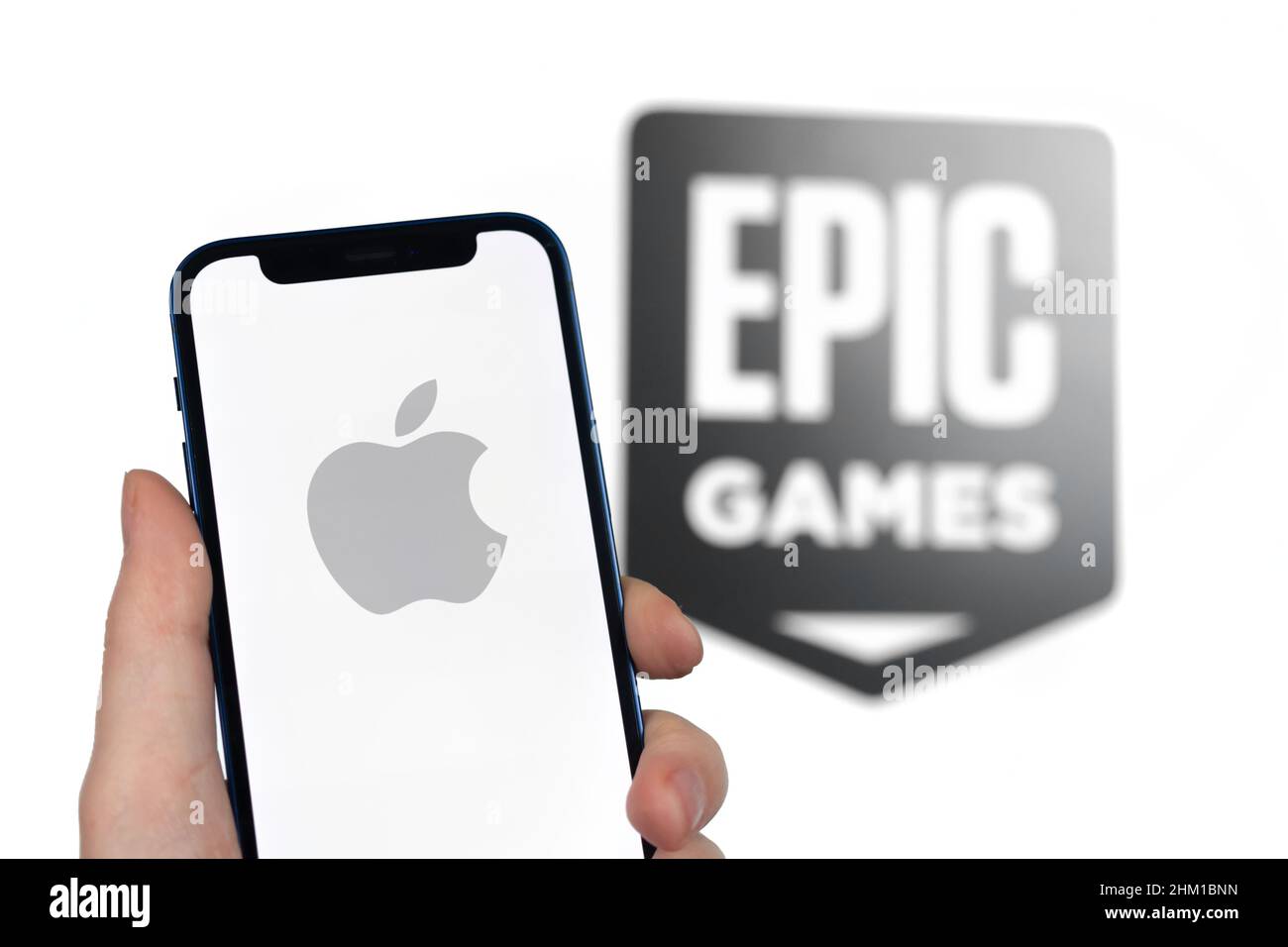 Fortnite logo and apple logo hi-res stock photography and images - Alamy