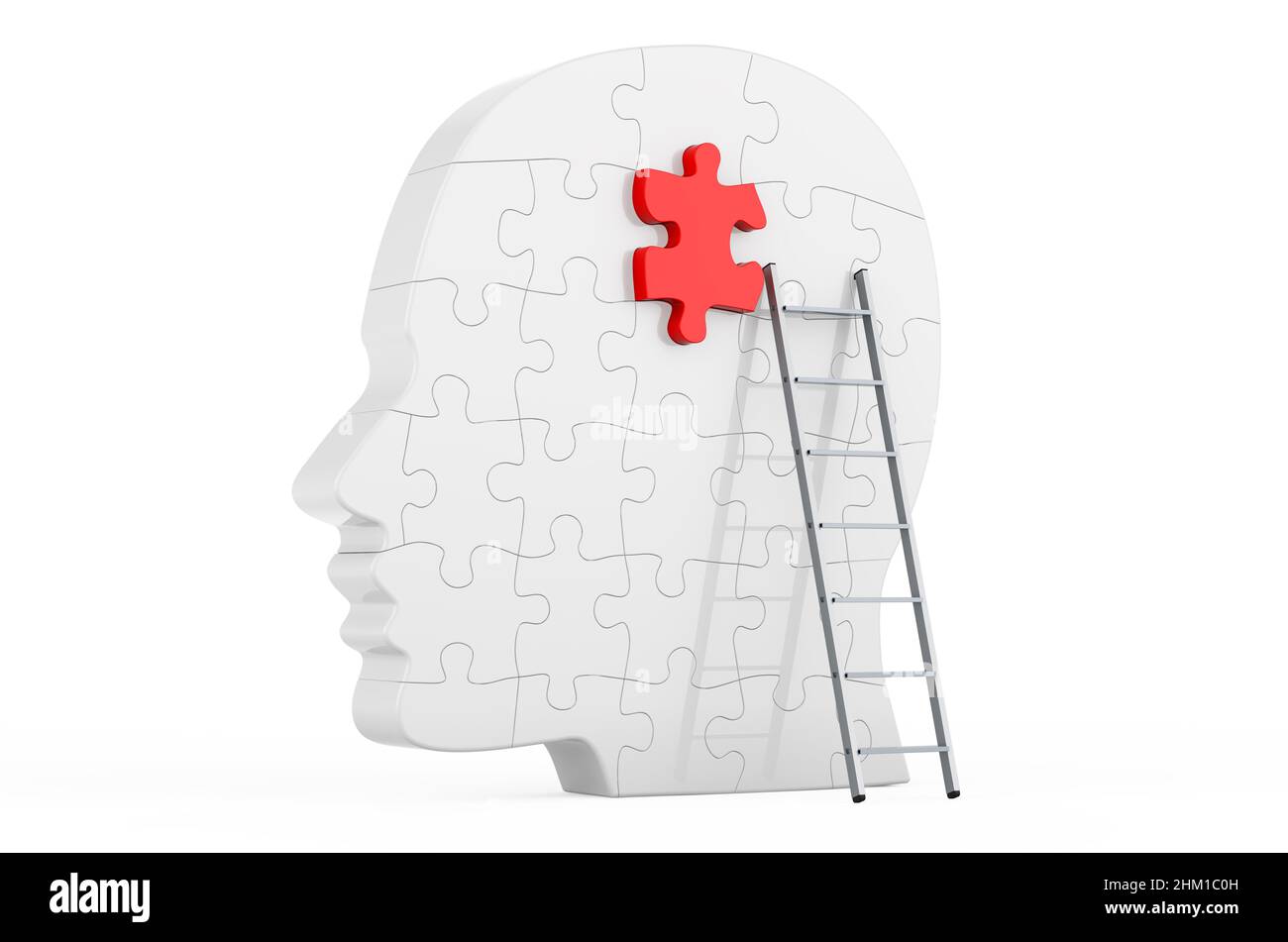 Head puzzle with staircase, 3D rendering isolated on white background ...