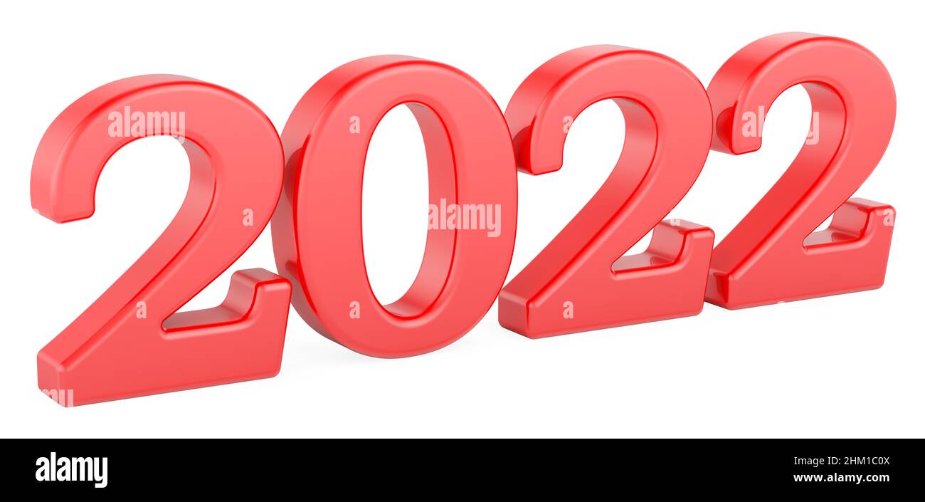 2022 red color. 3D rendering isolated on white background Stock Photo ...