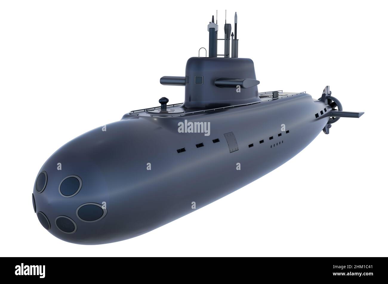 Submarine closeup, 3D rendering isolated on white background Stock ...
