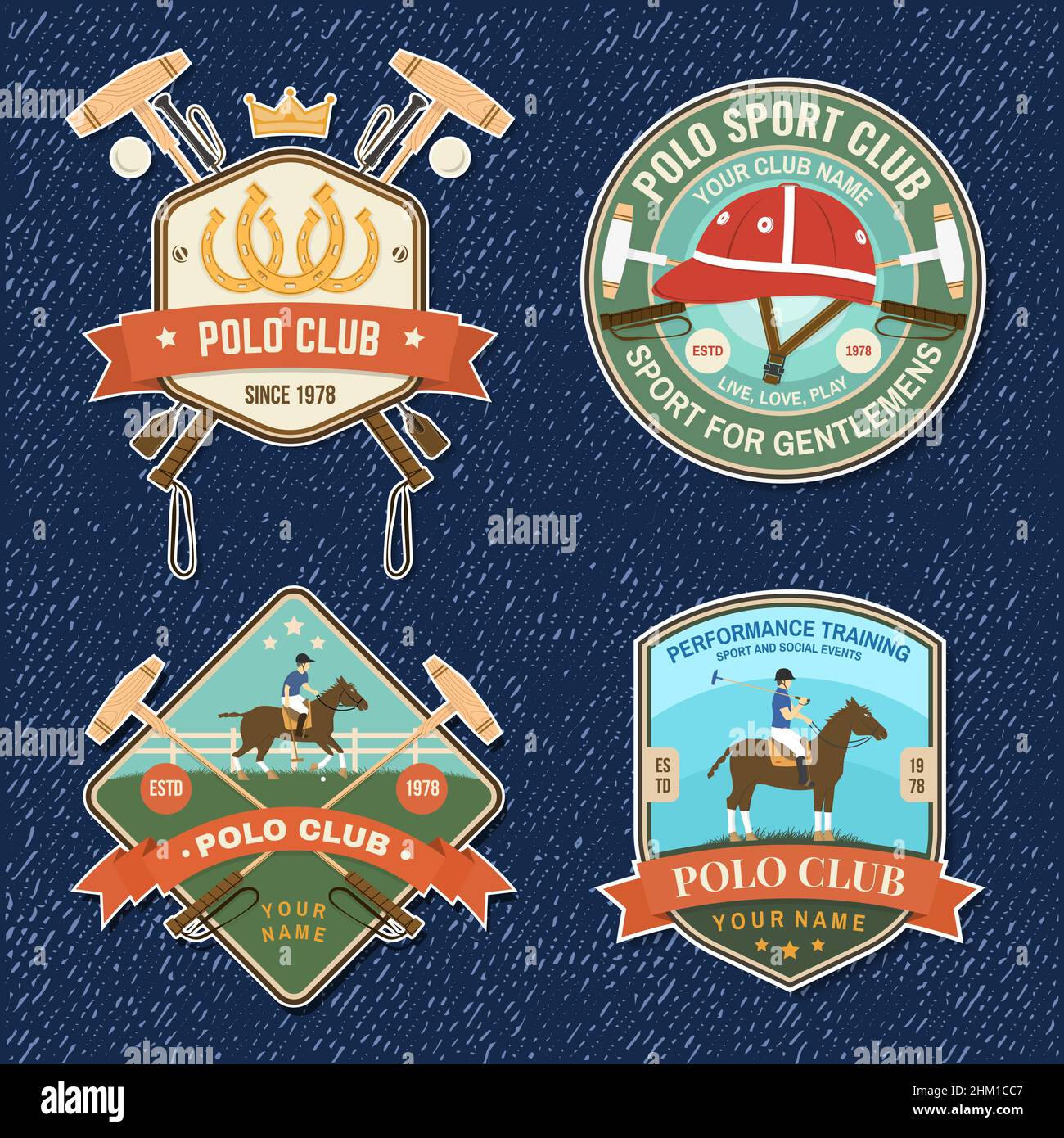Set of Polo club sport badges, patches, emblems, logos. Vector ...