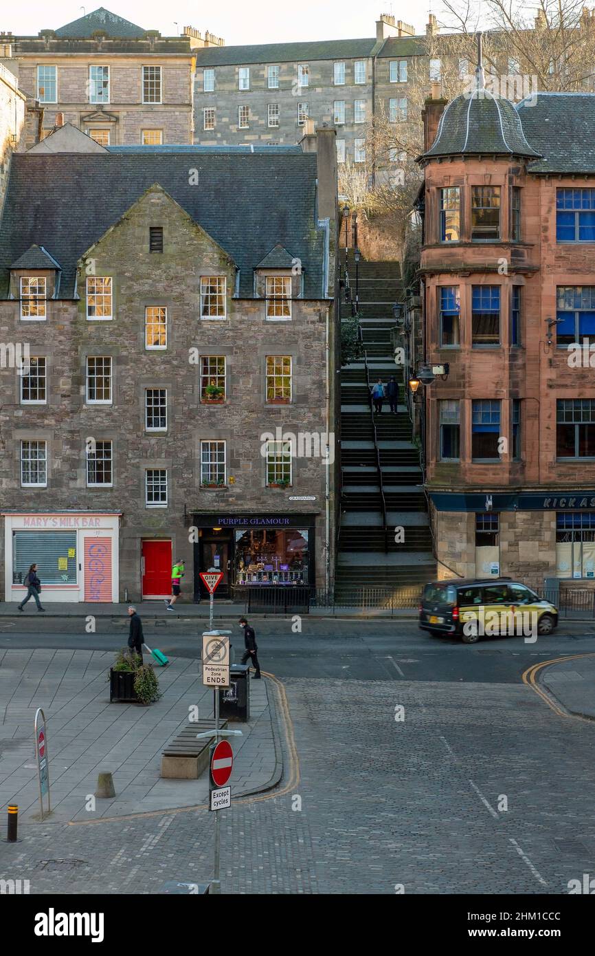 Grassmarket and the Vennel Steps, Edinburgh, Scotland, UK Stock Photo ...