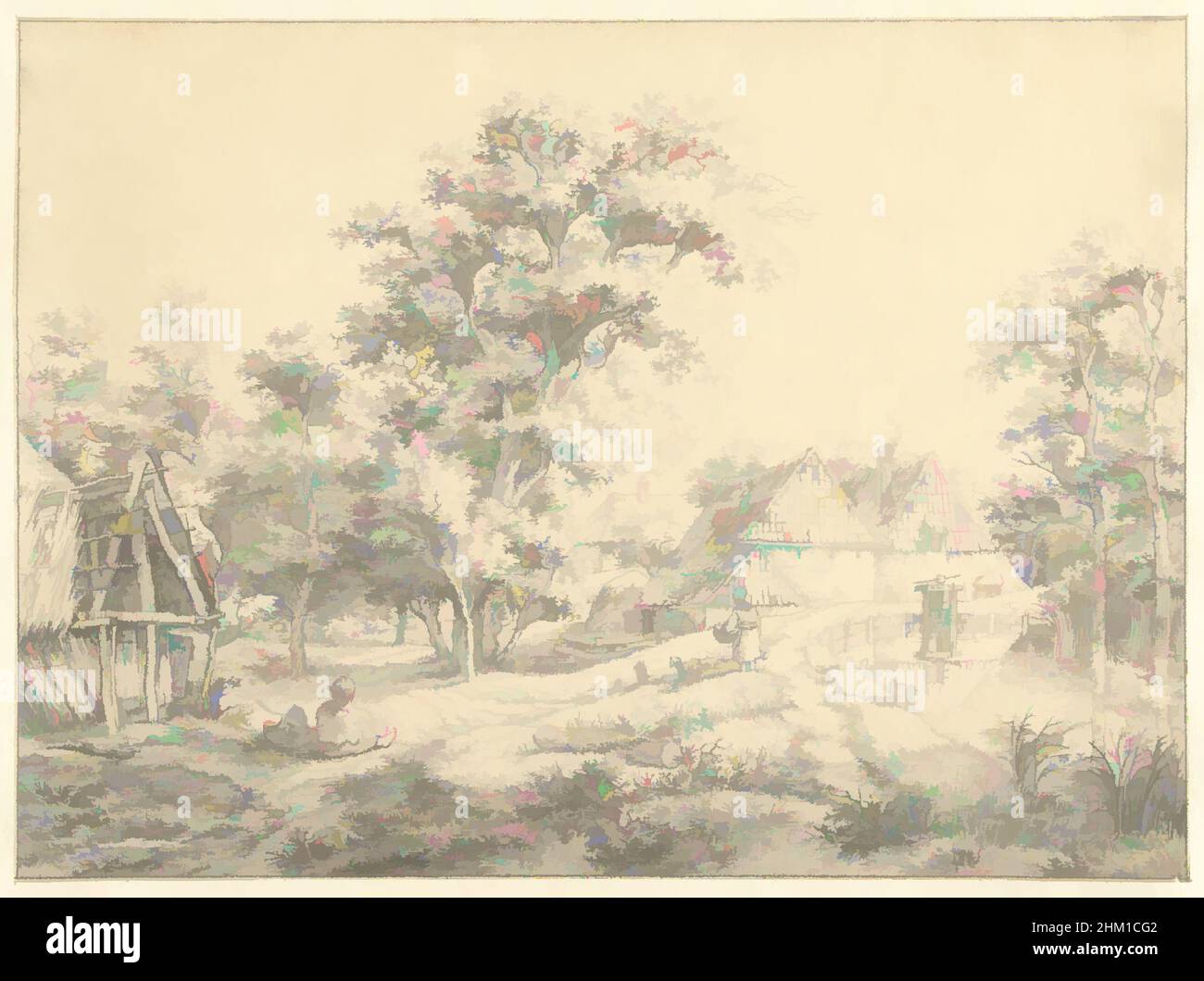 Art inspired by Landscape with farms, draughtsman: Daniël Kerkhoff ...