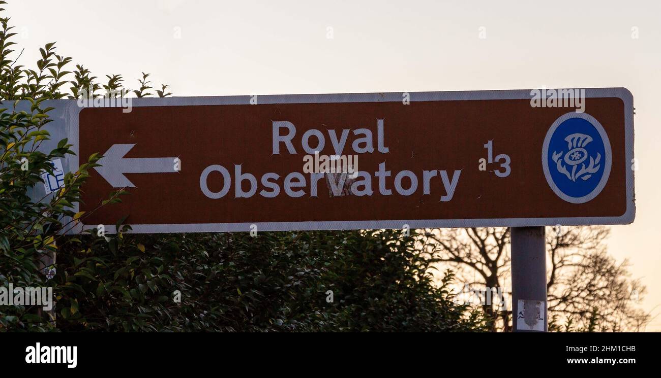 Royal Observatory sign directing you to the attraction, Edinburgh ...