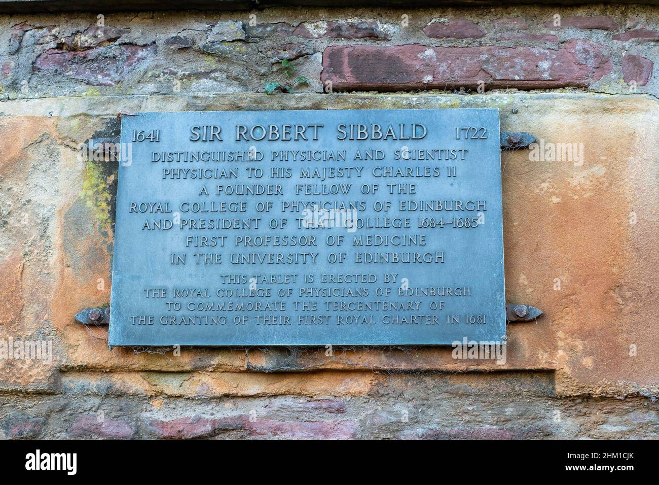 Sir Robert Sibbald plaque commemorating his life events at Greyfriars ...