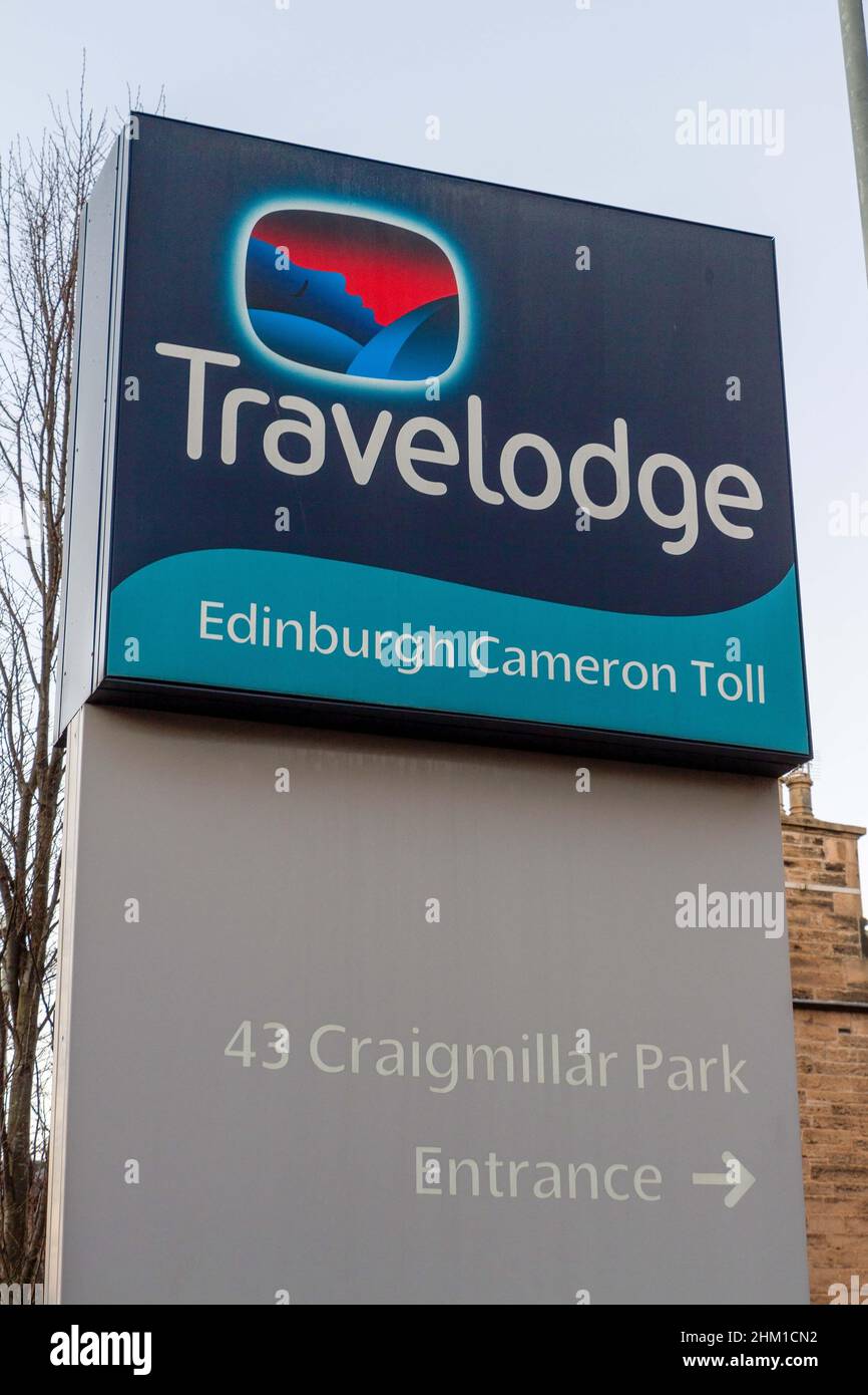 Travelodge sign advertising budget hotel accommodation on the south ...