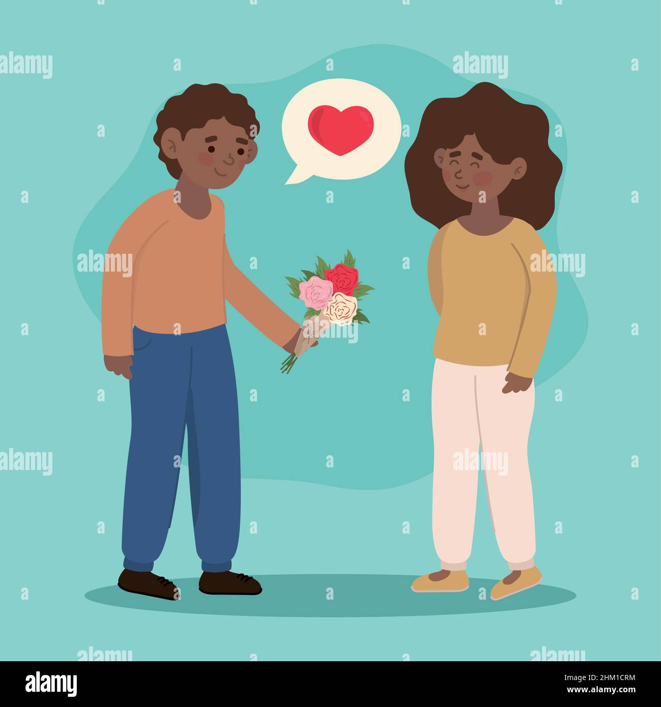 Couple giving flowers Stock Vector Images - Alamy