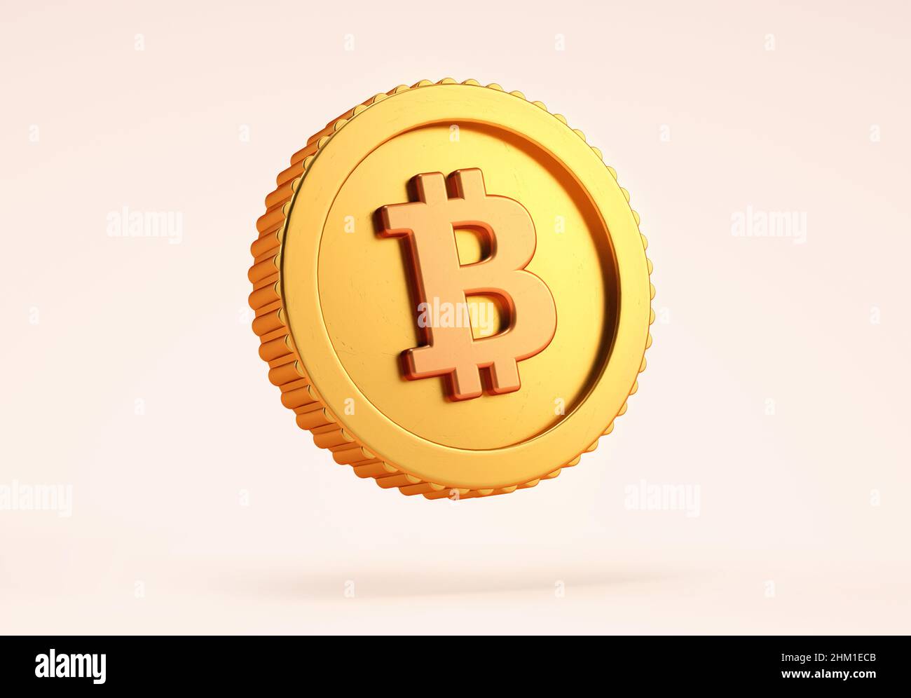 Isolated bitcoin BTC simple golden coin on neutral background in ...