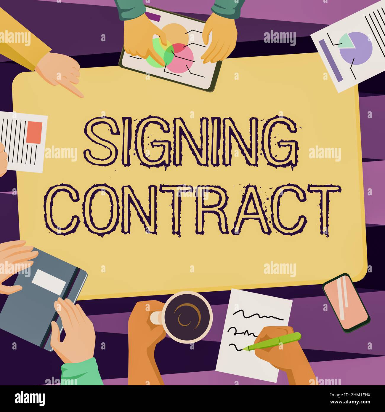 Sign displaying Signing Contract. Business approach the parties signing ...