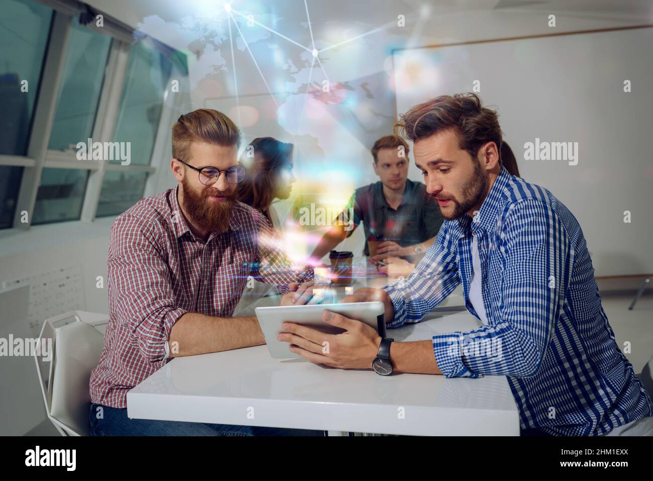 Friends watch something in internet streming with his laptop Stock ...